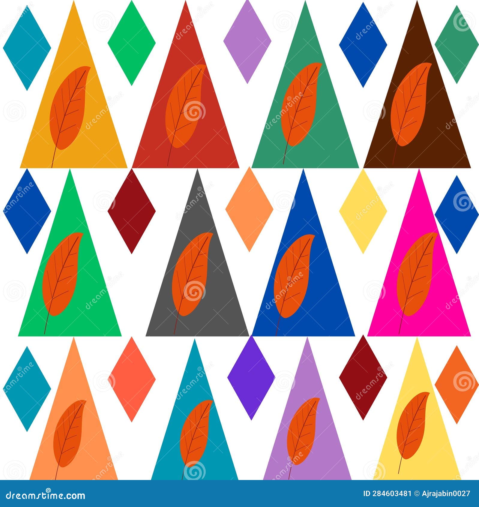 Colourful Leaf Pattern stock illustration. Illustration of floral ...