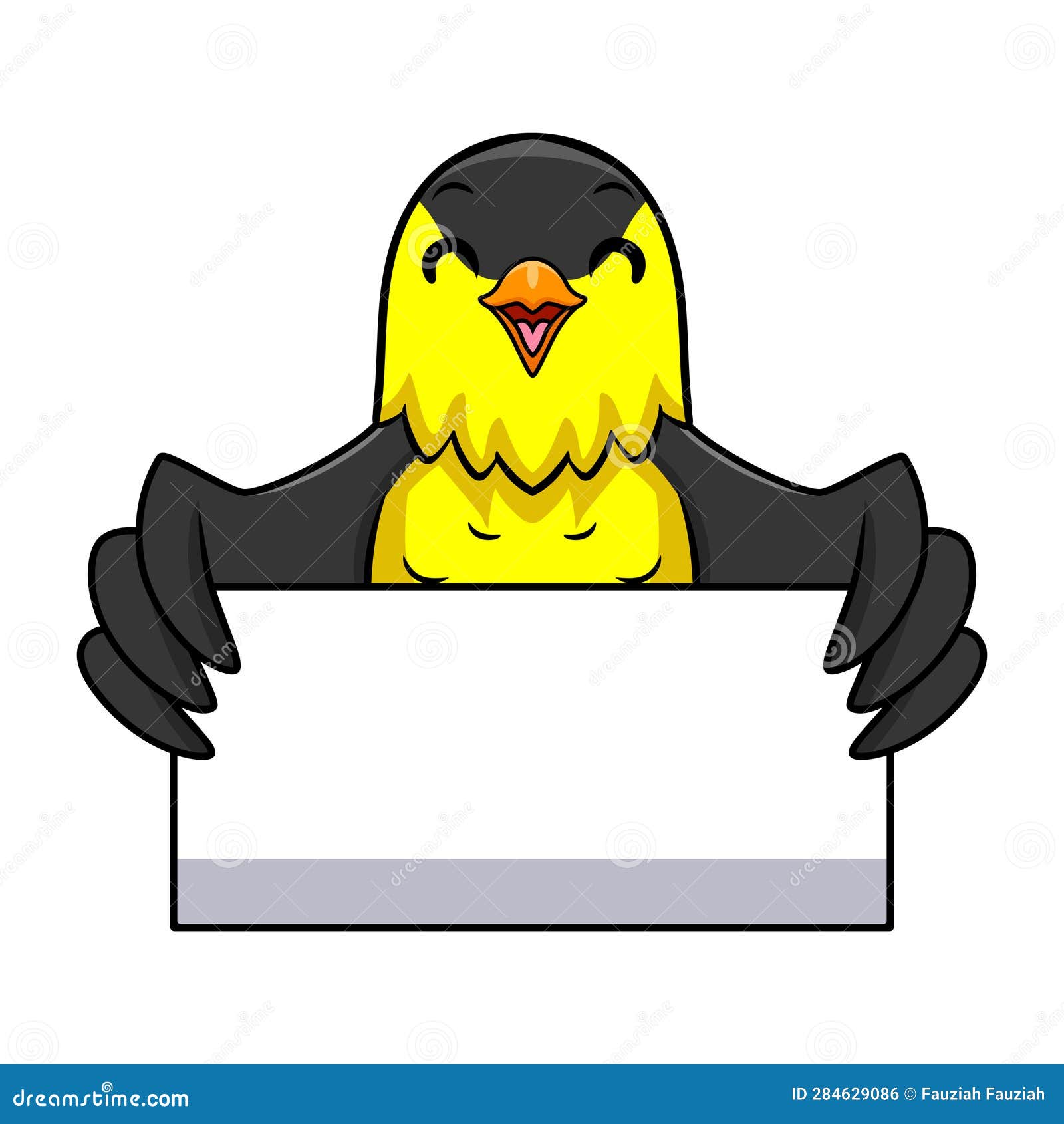 Cute Common Backyard Bird Cartoon Holding Blank Sign Stock Vector ...