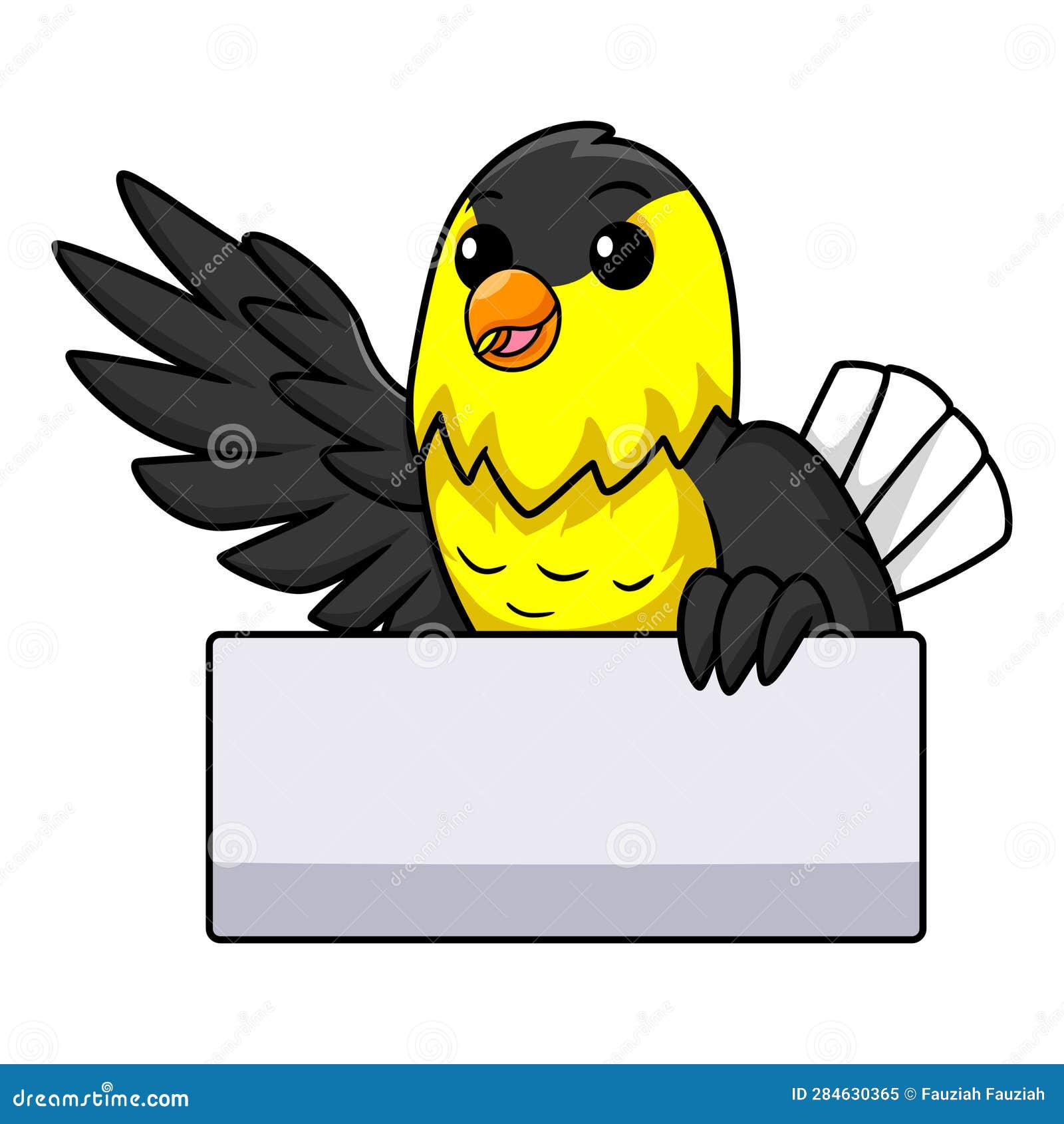 Cute Common Backyard Bird Cartoon Waving Hand Stock Vector ...