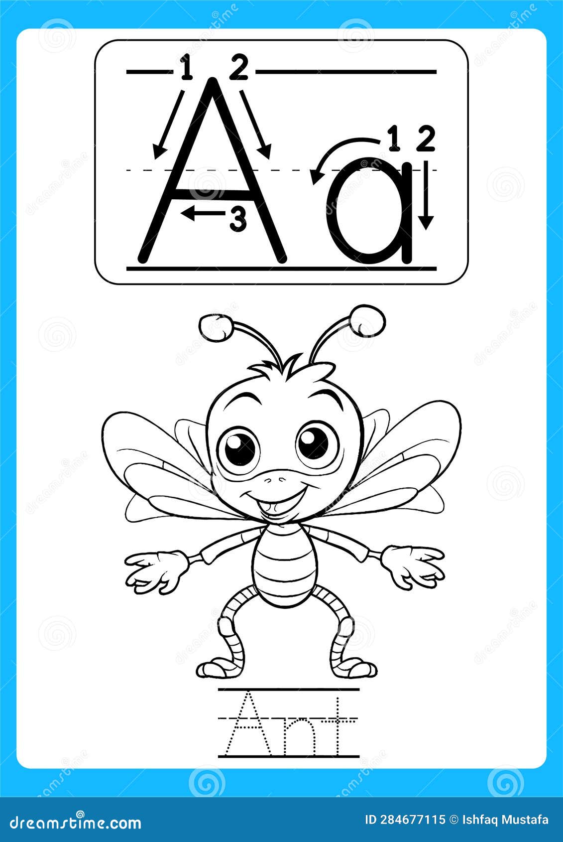Alphabet Exercise with Cartoon Vocabulary for Coloring Book ...