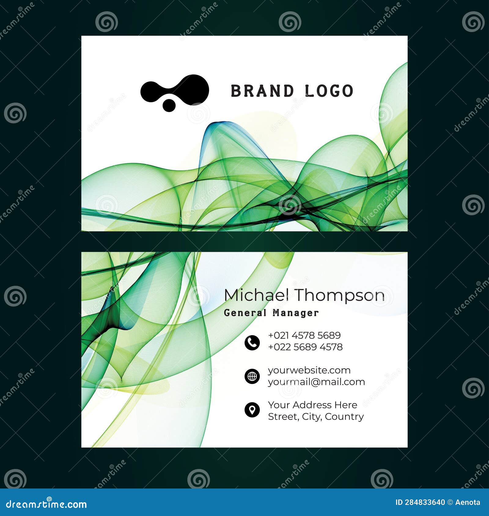 Abstract Wave Business Card Template Stock Photo - Illustration of ...