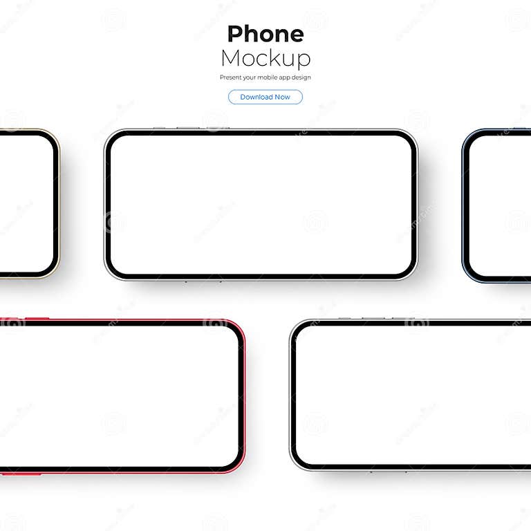 Smartphones Horizontal Mockups for Mobile App Design Stock Vector ...