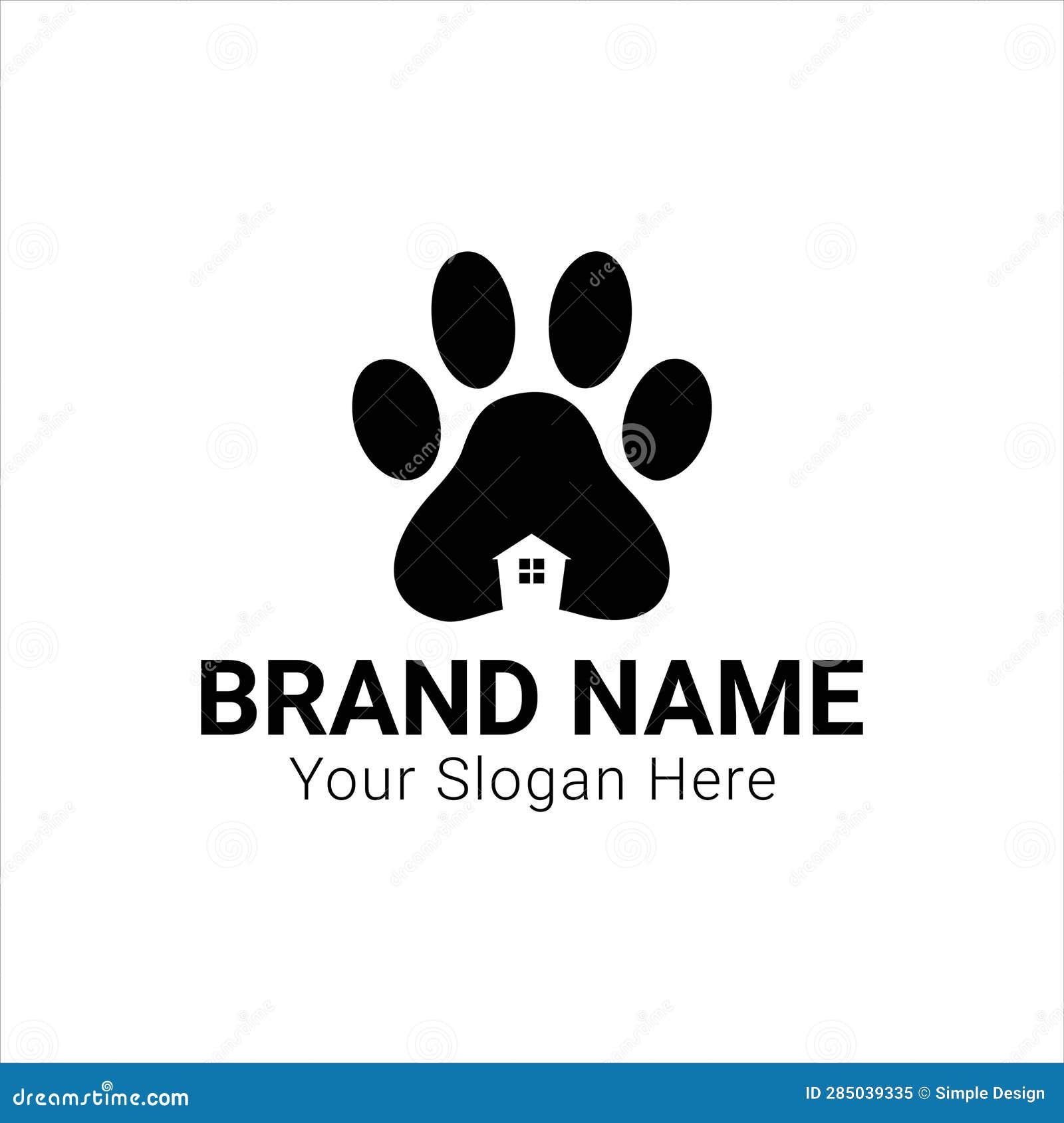 Negative Space Dog House Logo Design Stock Vector - Illustration of ...