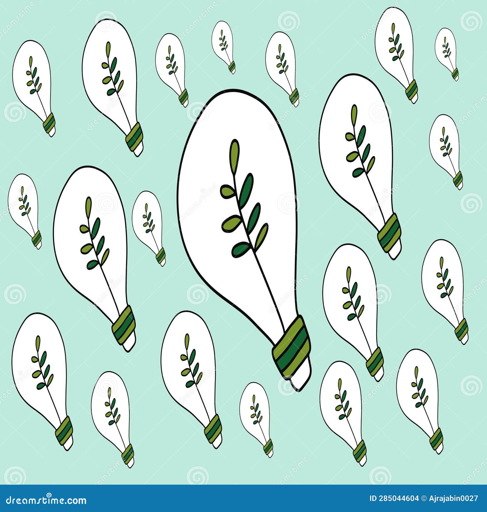 Simple Floral and Light Bulb Pattern Stock Illustration - Illustration ...