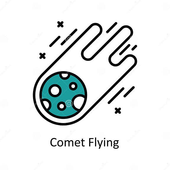 Comet Flying Vector Fill Outline Icon Design Illustration. Astrology ...