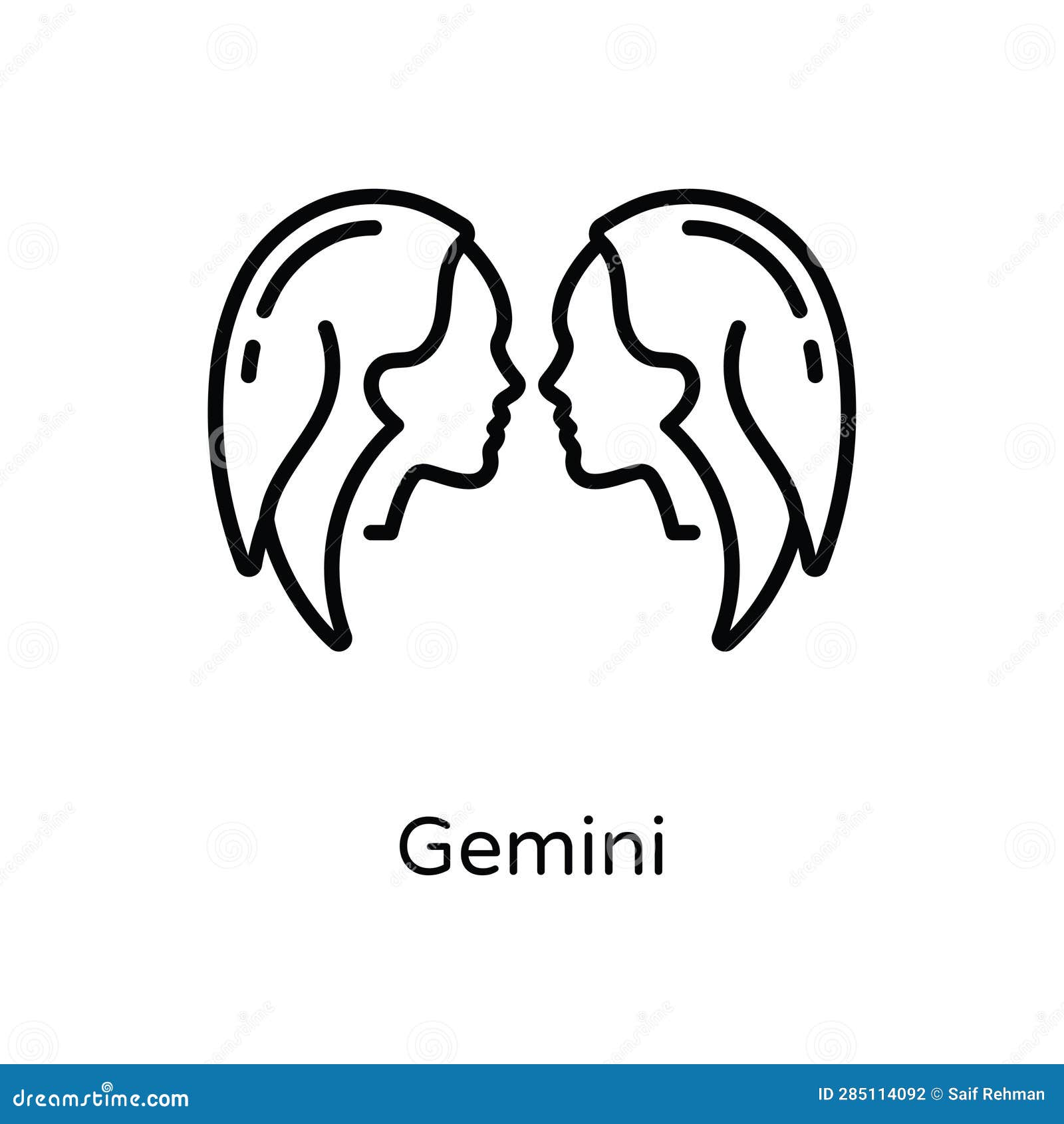 Gemini Vector Outline Icon Design Illustration. Astrology and Zodiac Signs Symbol on White ...