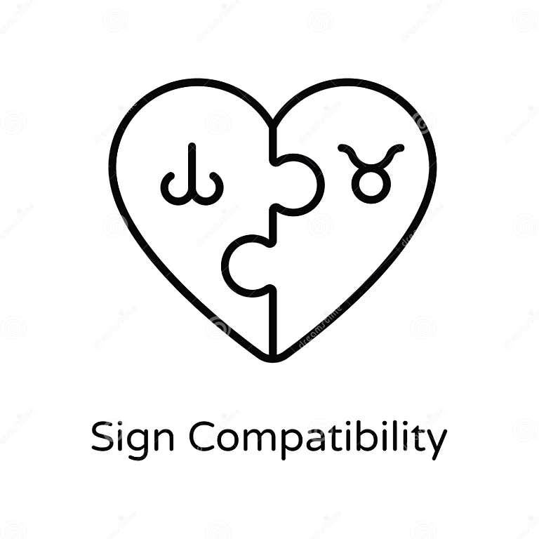 Sign Compatibility Vector Outline Icon Design Illustration. Astrology ...
