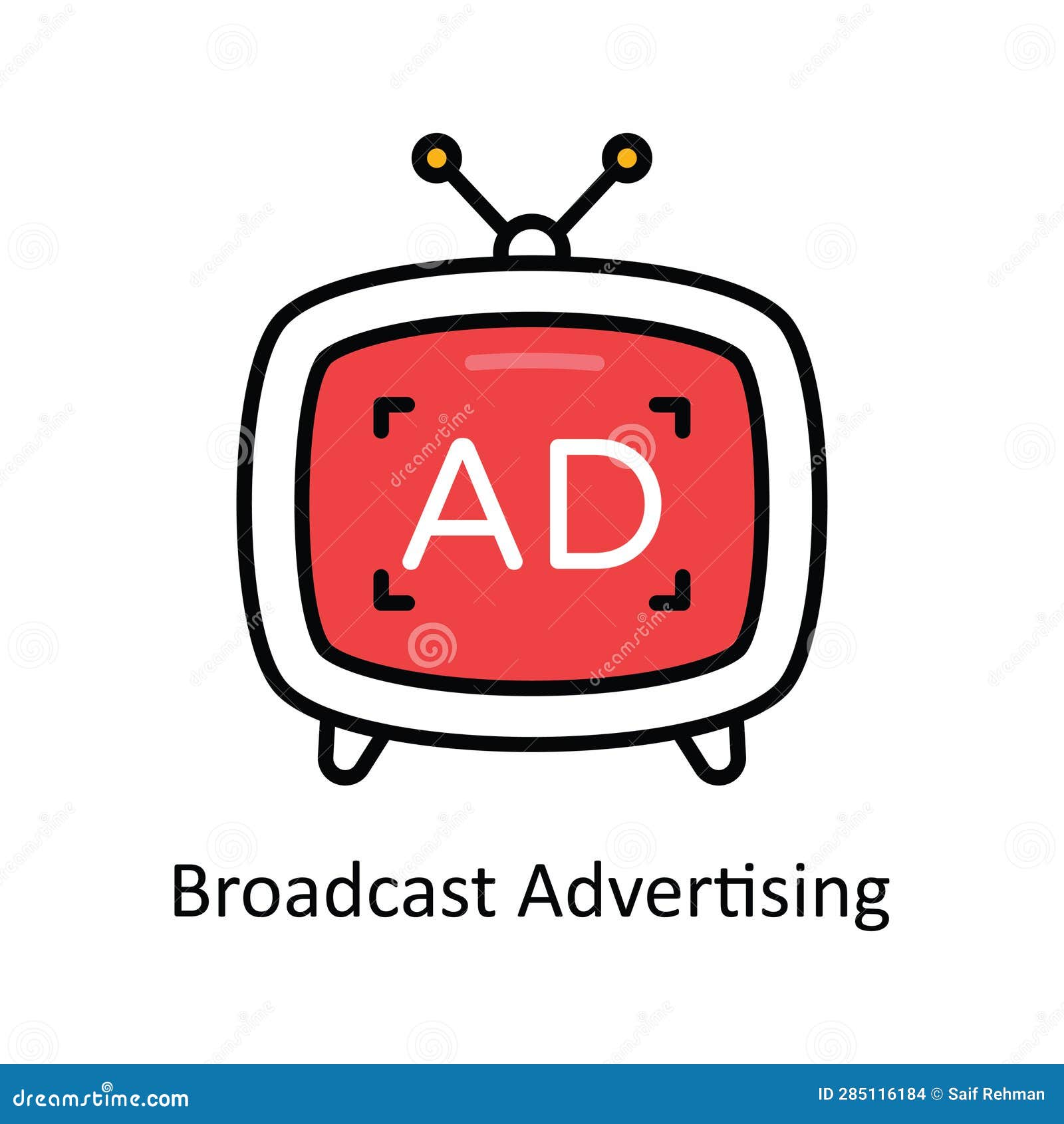 Broadcast Advertising Vector Fill Outline Icon Design Illustration ...