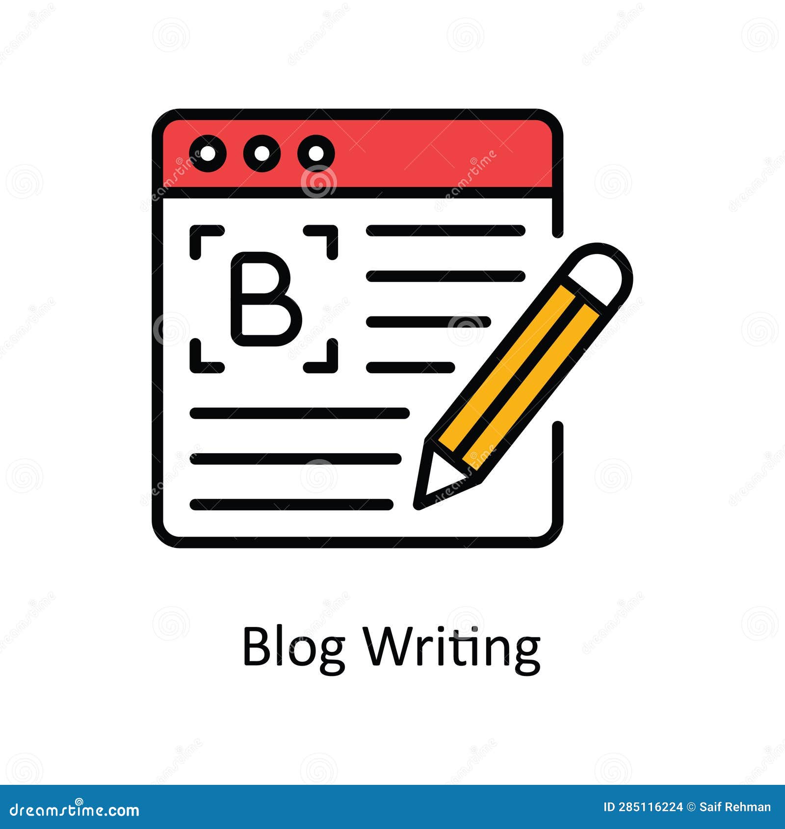 Blog Writing Vector Fill Outline Icon Design Illustration. Digital ...
