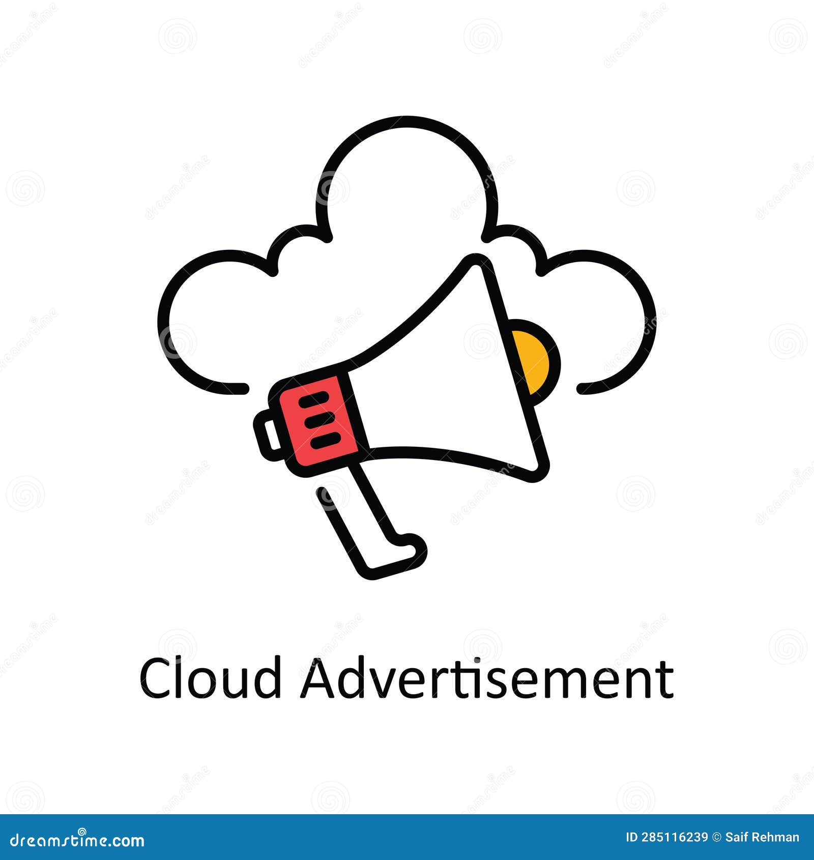 Cloud Advertisement Vector Fill Outline Icon Design Illustration ...