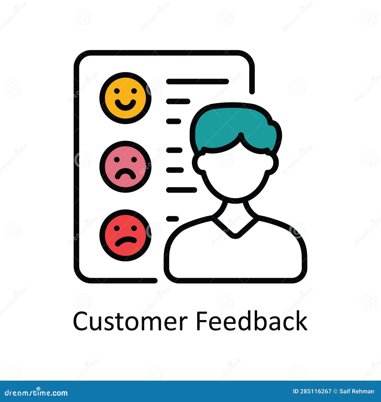 Customer Feedback Vector Fill Outline Icon Design Illustration. Digital ...