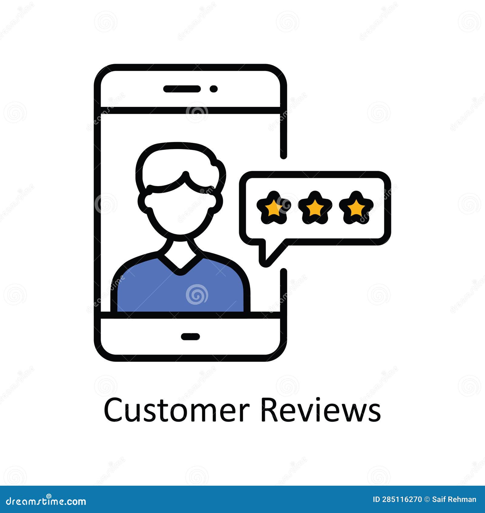 Customer Reviews Vector Fill Outline Icon Design Illustration. Digital ...
