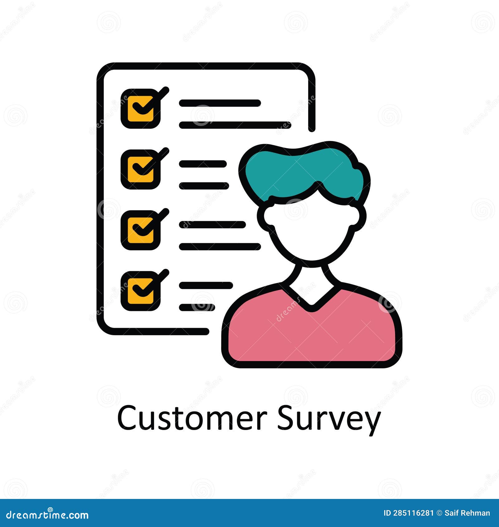 Customer Survey Vector Fill Outline Icon Design Illustration. Digital ...
