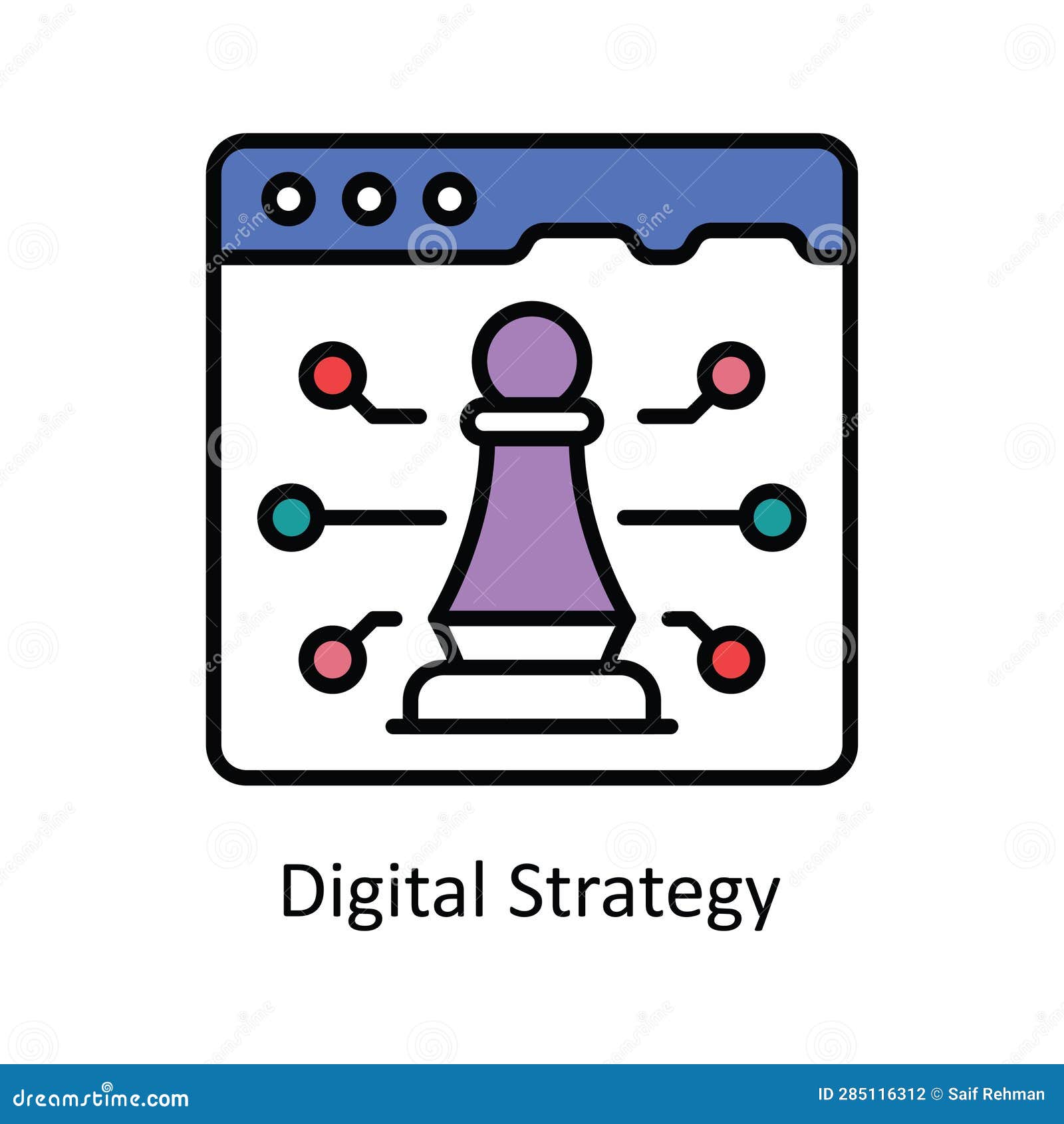 Digital Strategy Vector Fill Outline Icon Design Illustration. Digital ...