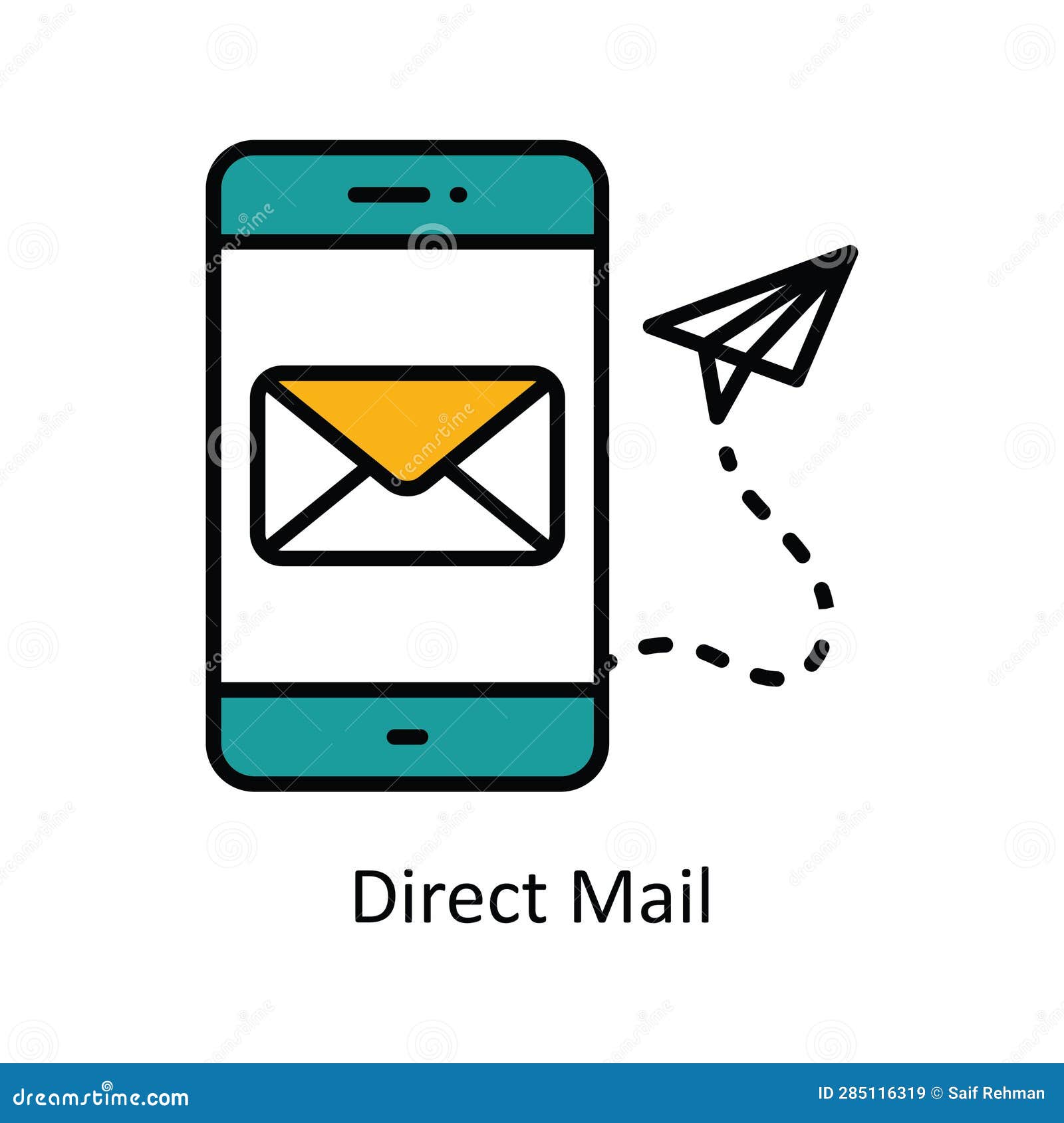 Direct Mail Vector Fill Outline Icon Design Illustration. Digital ...