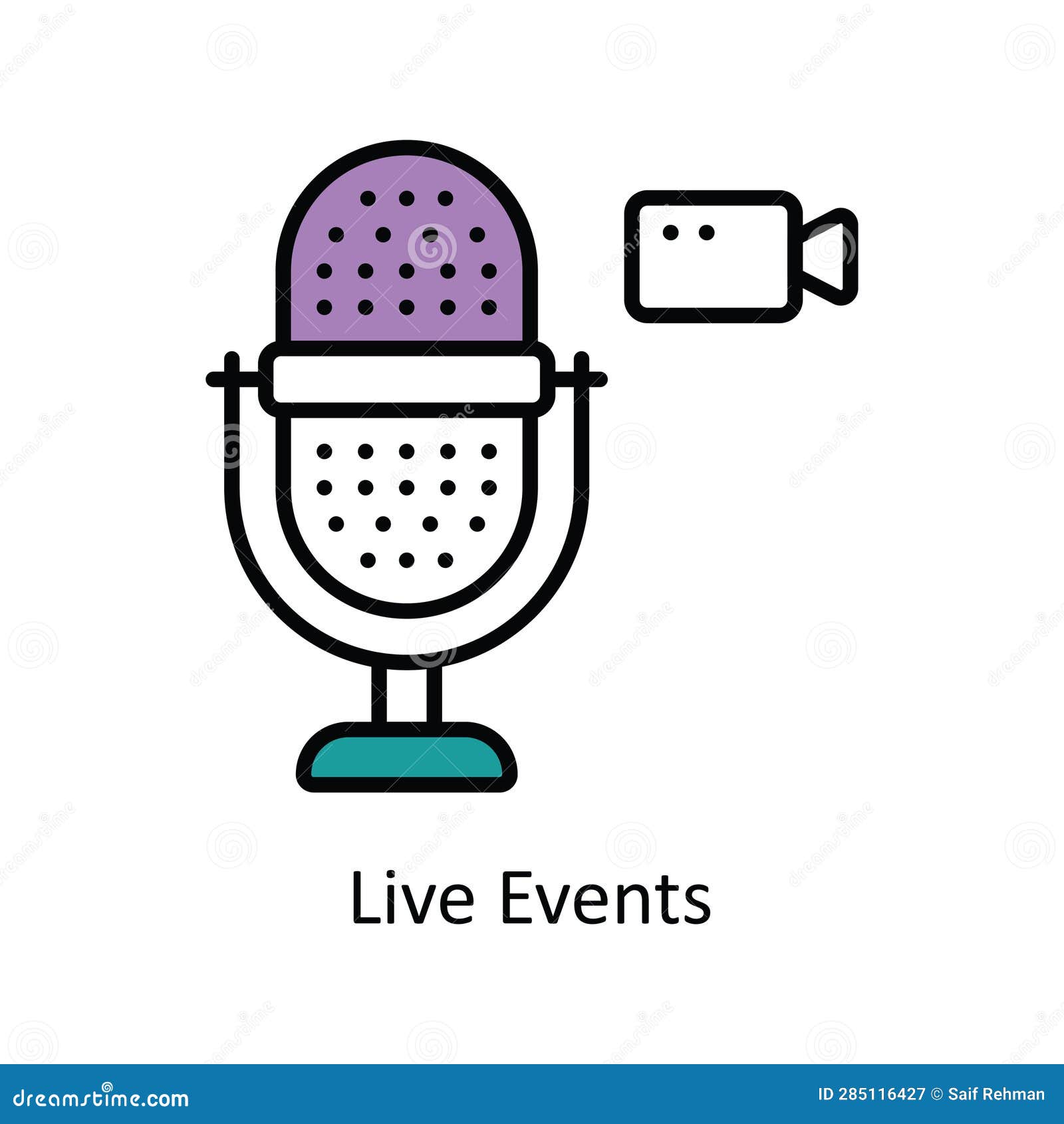 Live Events Vector Fill Outline Icon Design Illustration. Digital ...