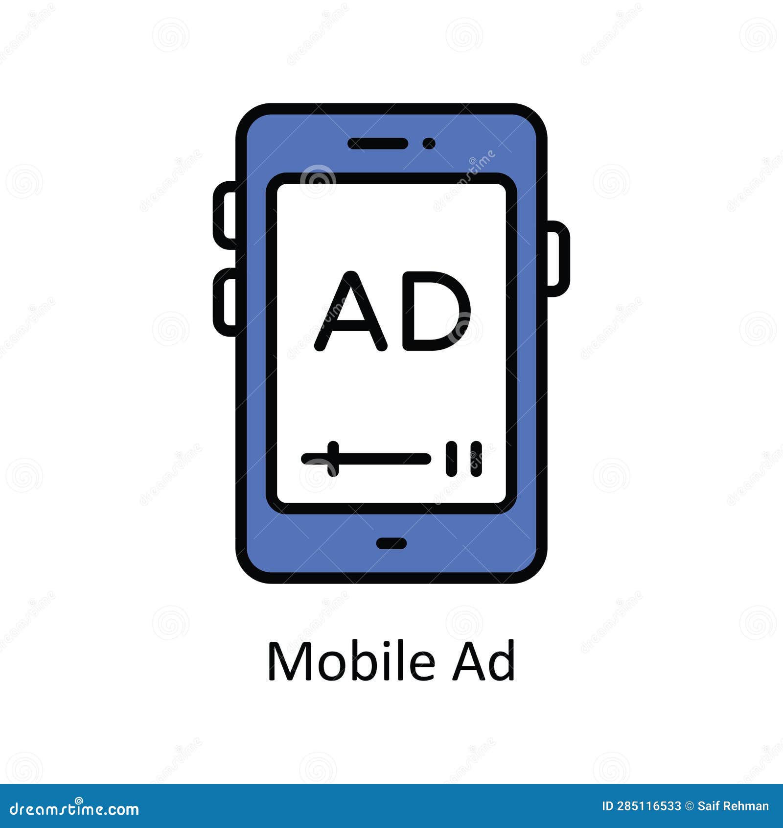 Mobile Ad Vector Fill Outline Icon Design Illustration. Digital ...