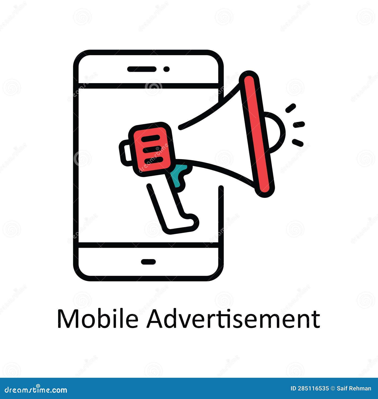 Mobile Advertisement Vector Fill Outline Icon Design Illustration ...