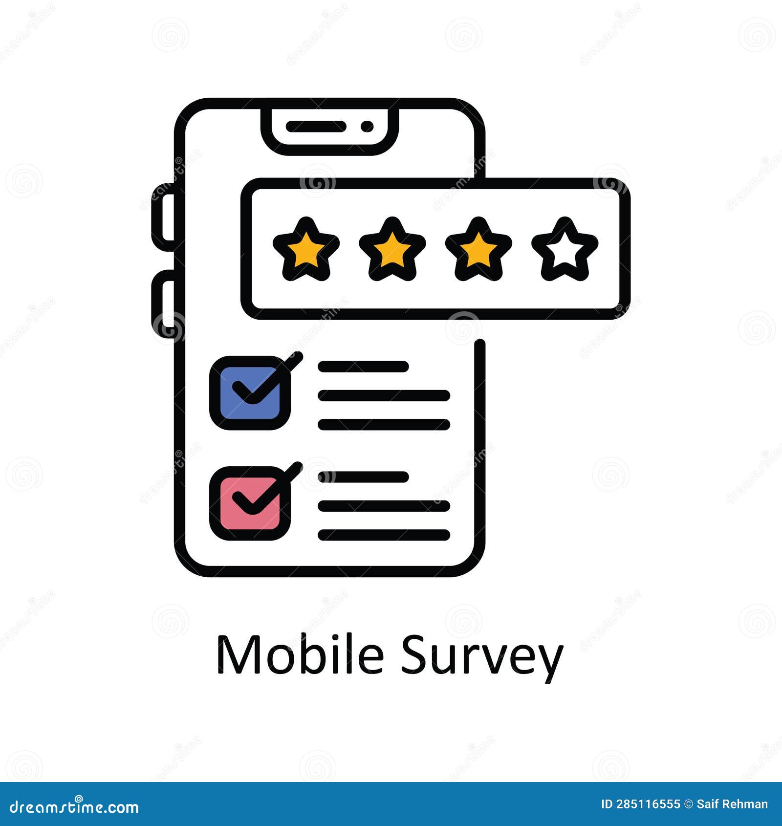 Mobile Survey Vector Fill Outline Icon Design Illustration. Digital ...