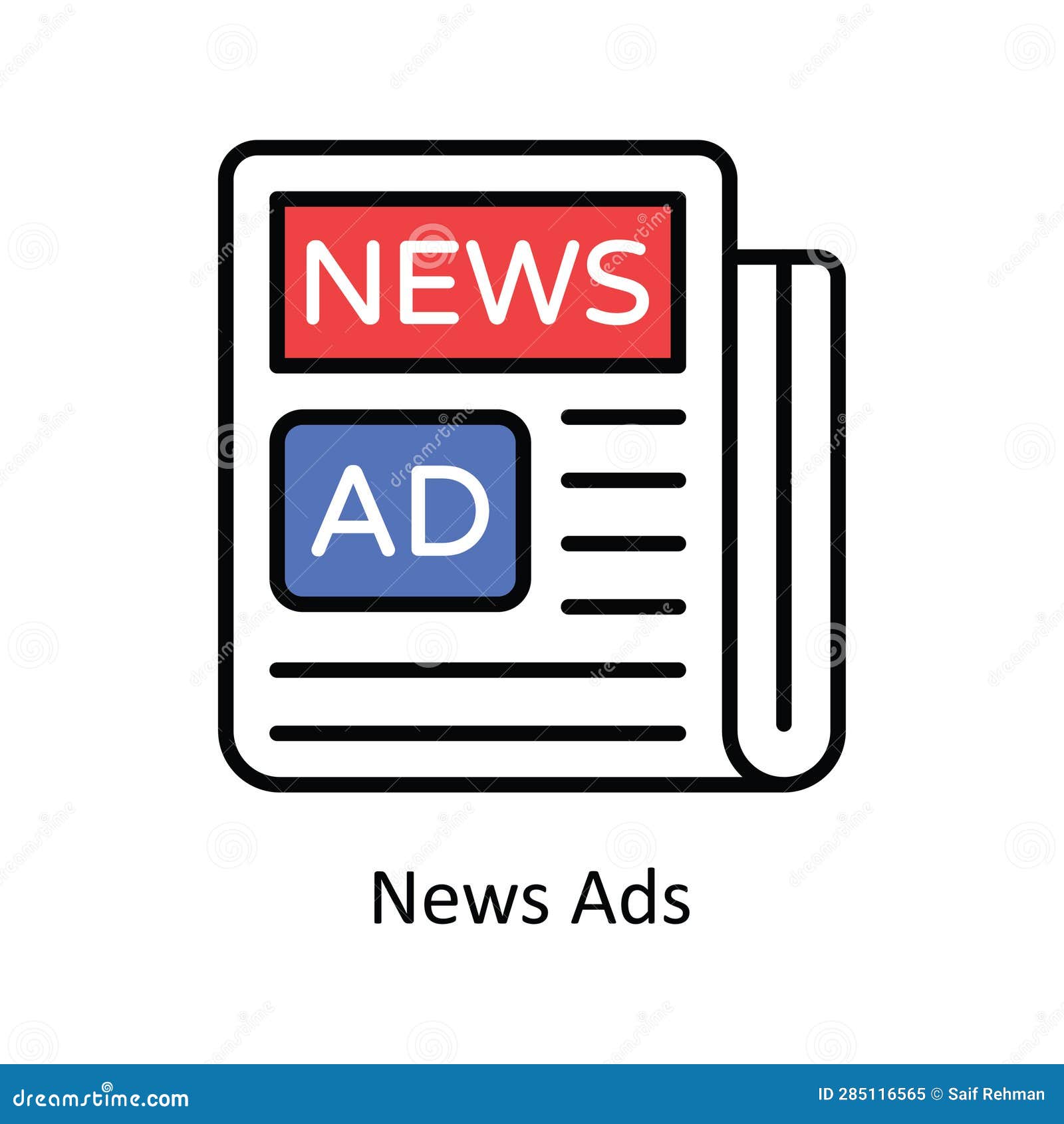 News Ads Vector Fill Outline Icon Design Illustration. Digital ...