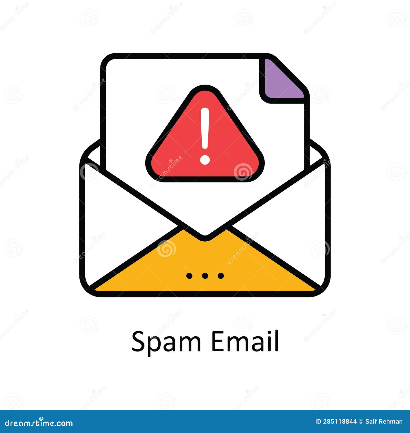 Spam Email Vector Fill Outline Icon Design Illustration. Digital ...