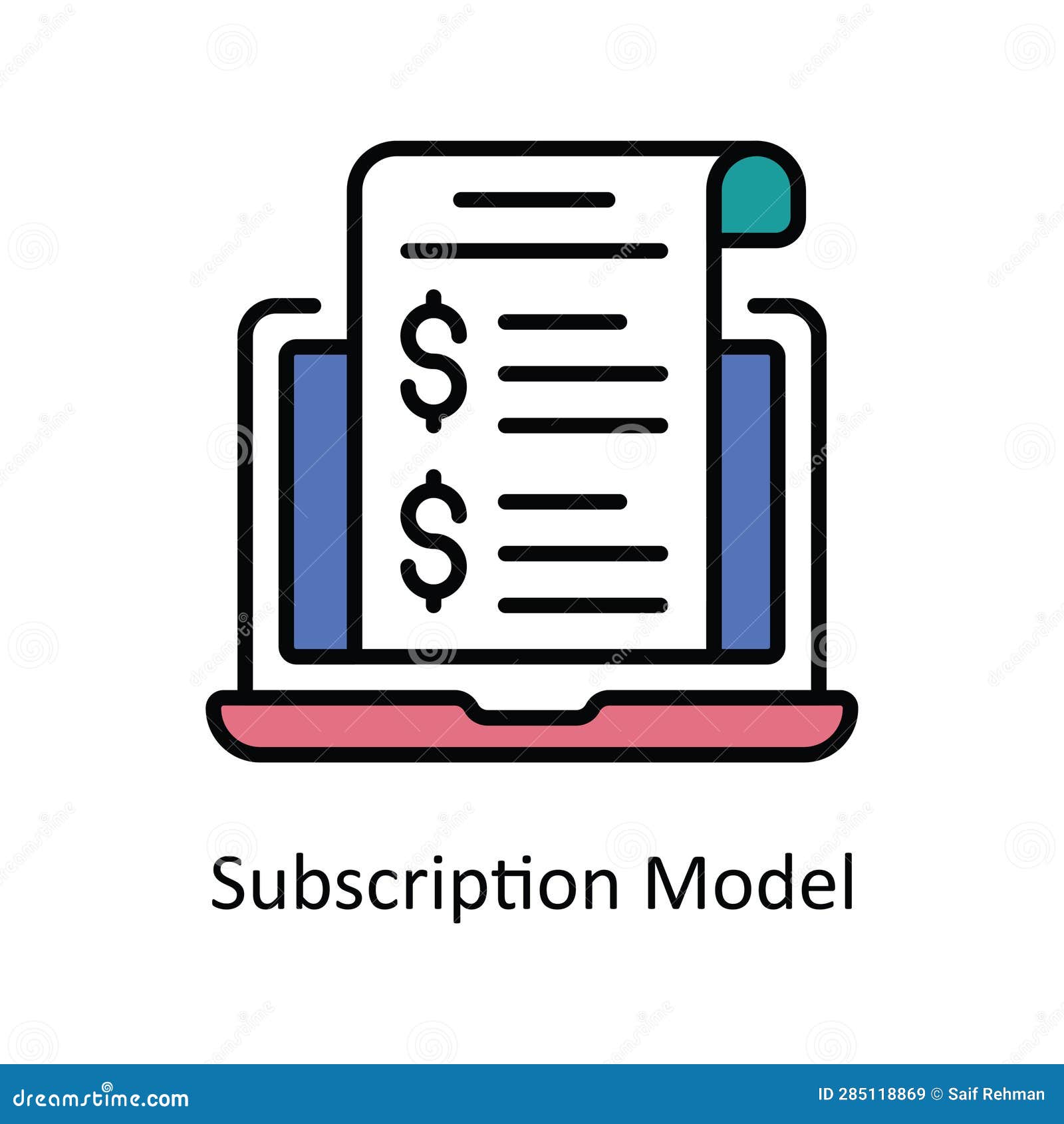 Subscription Model Vector Fill Outline Icon Design Illustration ...