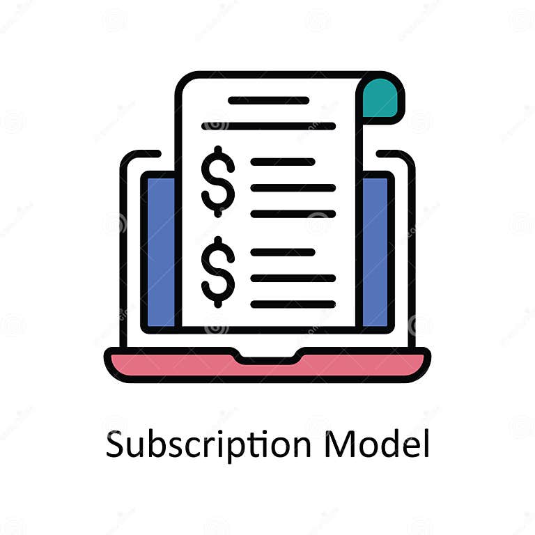 Subscription Model Vector Fill Outline Icon Design Illustration ...