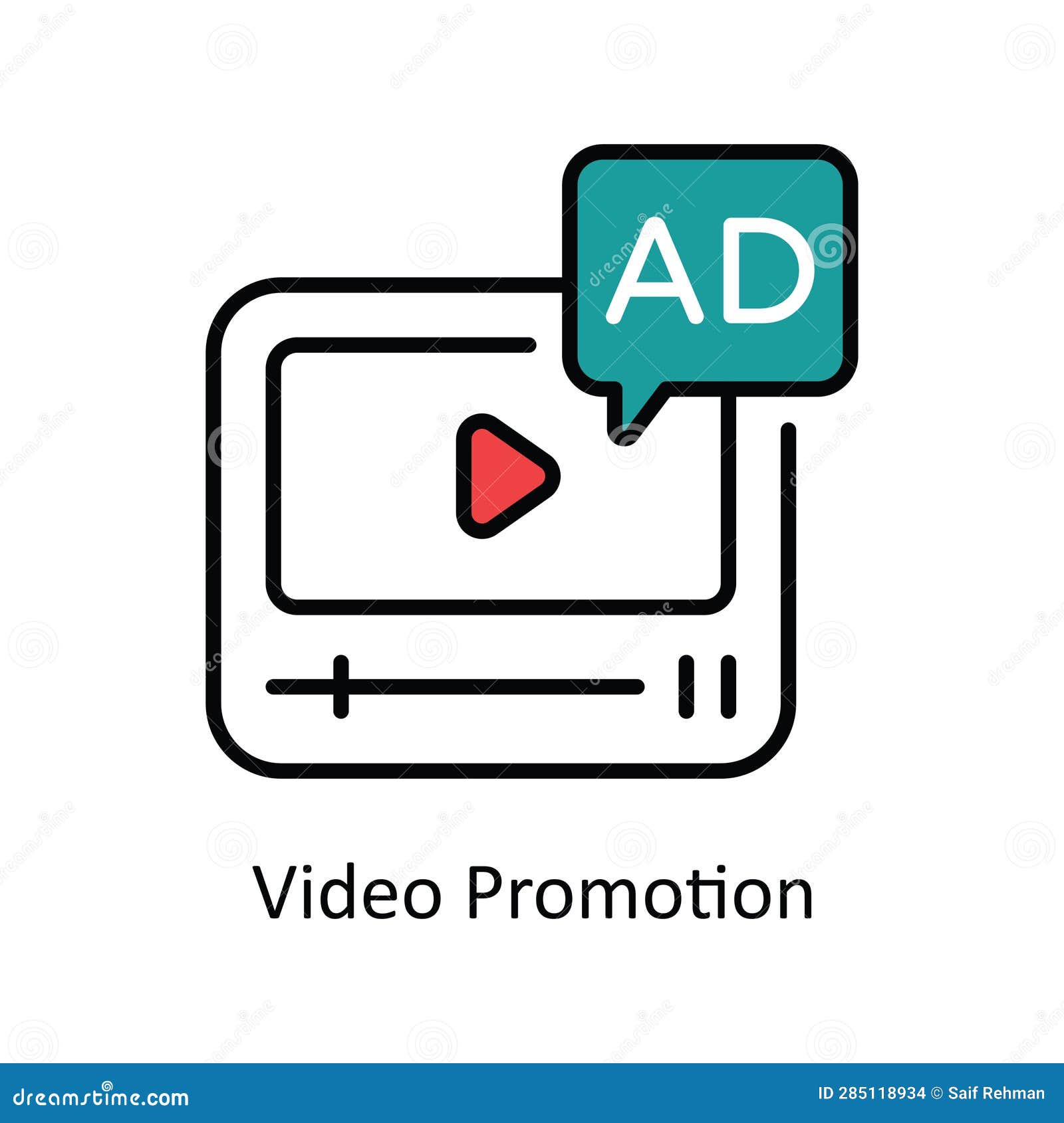 Video Promotion Vector Fill Outline Icon Design Illustration. Digital ...