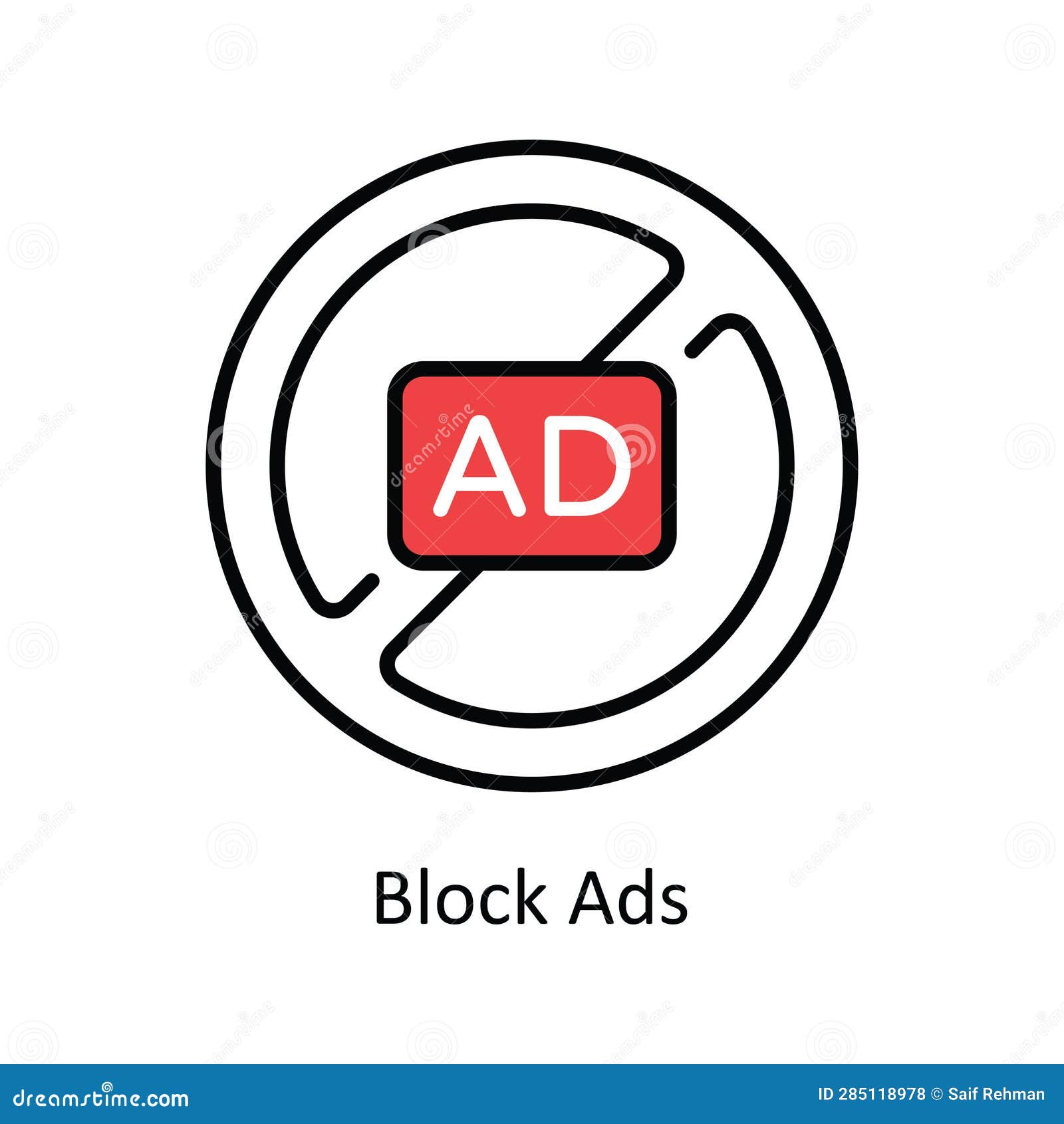 Block Ads Vector Fill Outline Icon Design Illustration. Digital ...