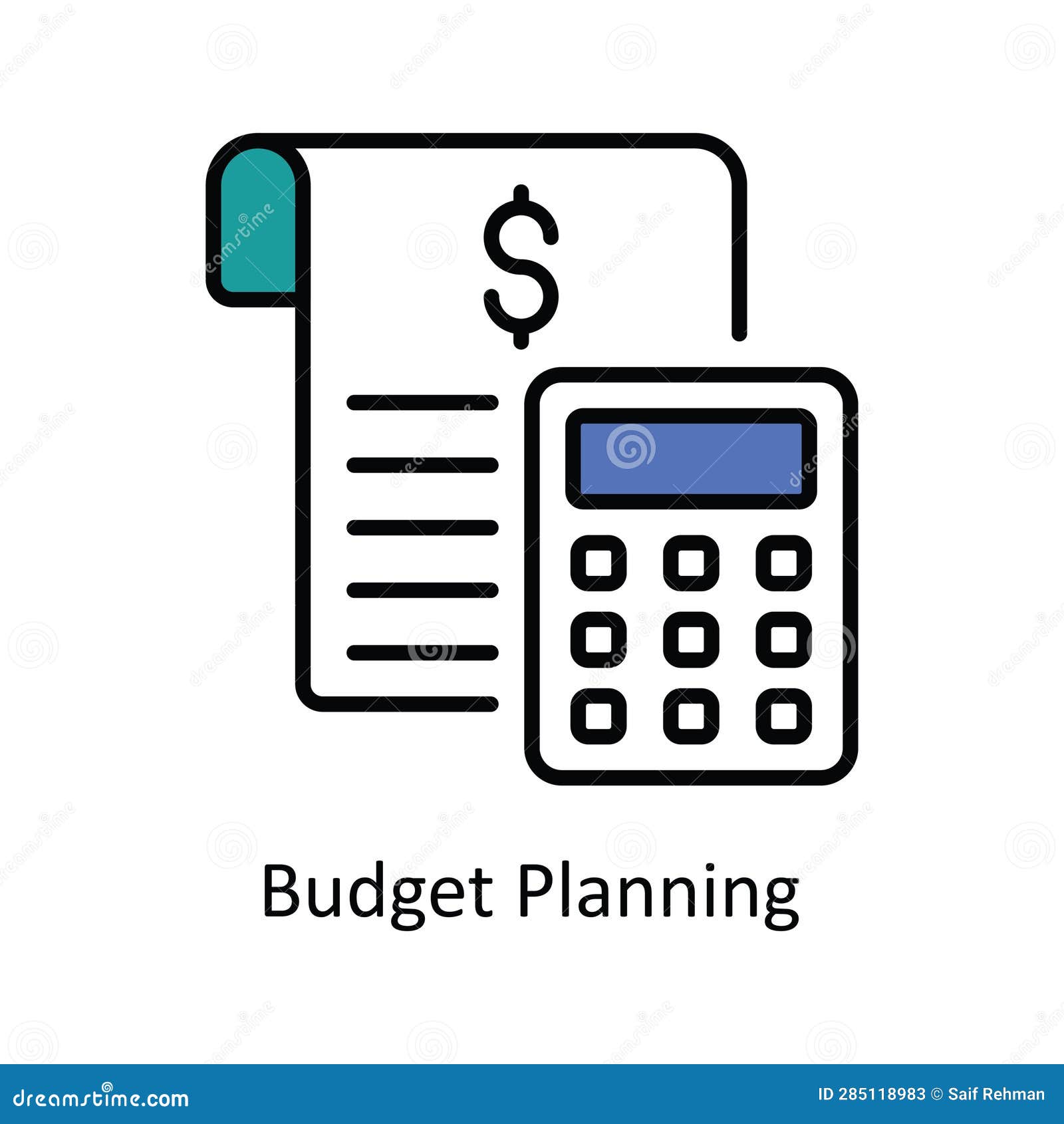 Budget Planning Vector Fill Outline Icon Design Illustration. Digital ...