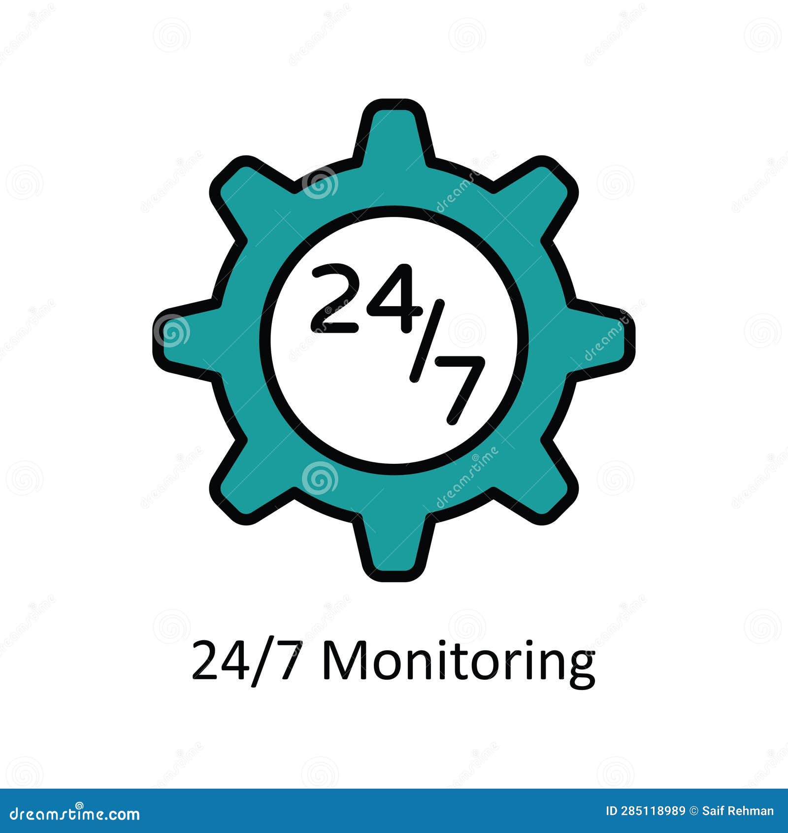 24 7 Monitoring Vector Fill Outline Icon Design Illustration. Digital ...