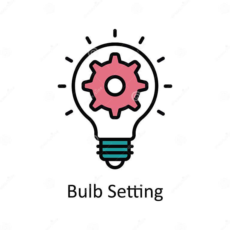 Bulb Setting Vector Fill Outline Icon Design Illustration. Home Repair ...