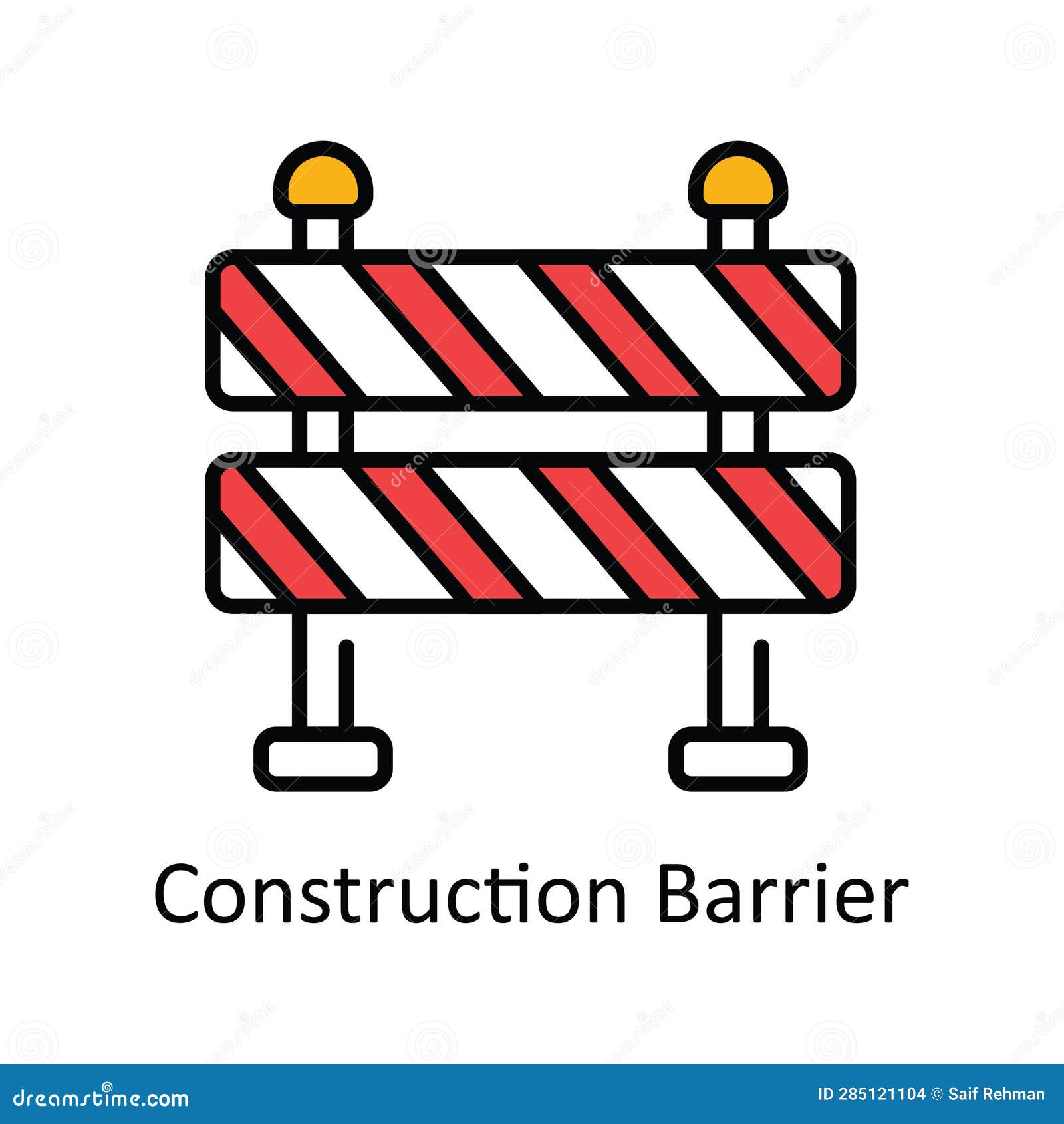 Construction Barrier Vector Fill Outline Icon Design Illustration ...