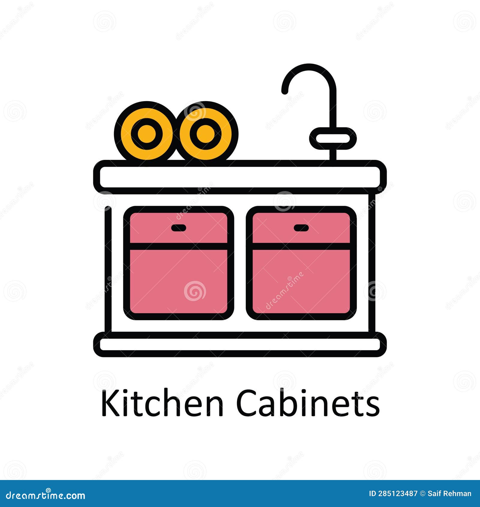 Kitchen Cabinets Vector Fill Outline Icon Design Illustration. Home ...