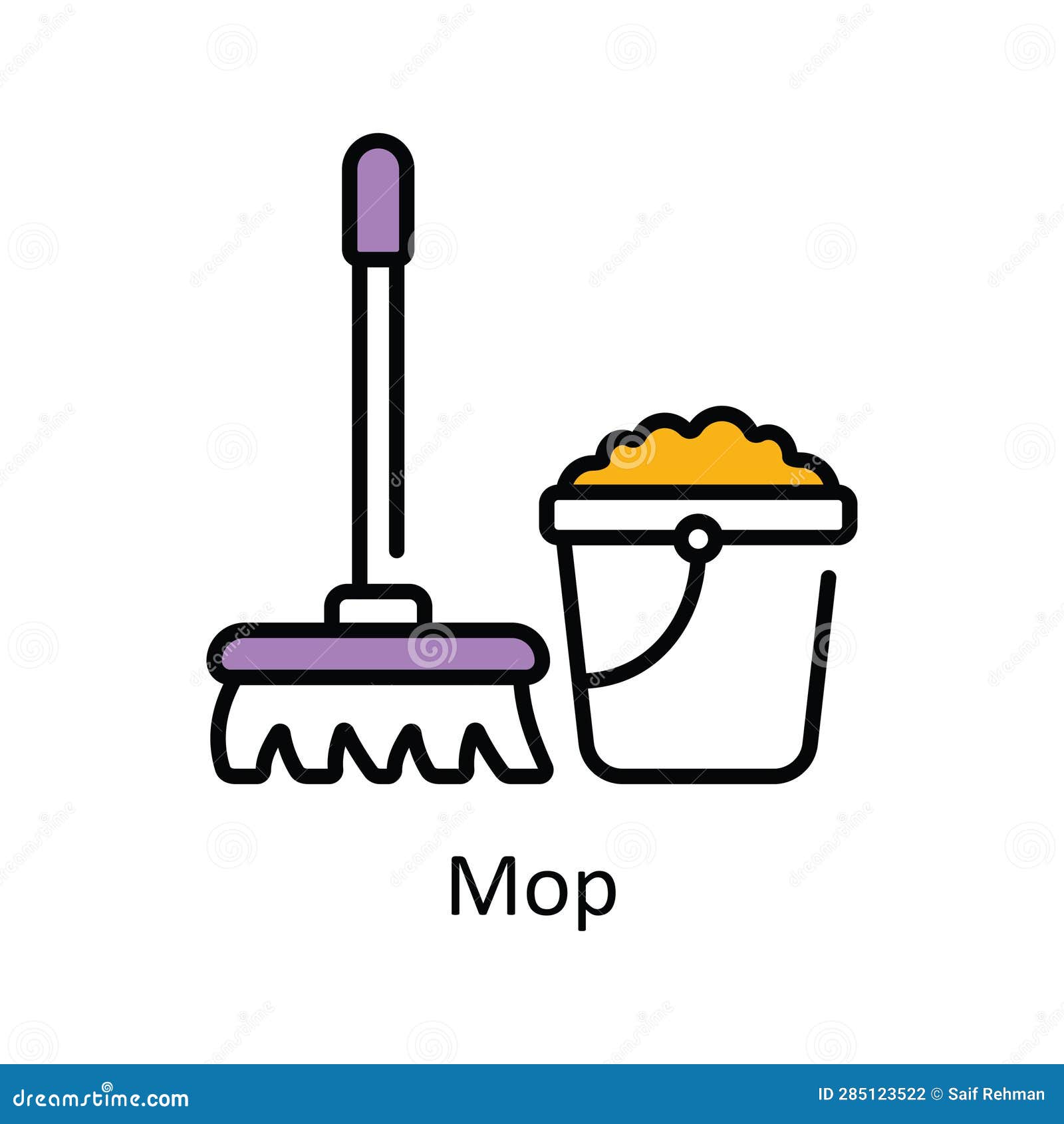 Mop Vector Fill Outline Icon Design Illustration. Home Repair and ...