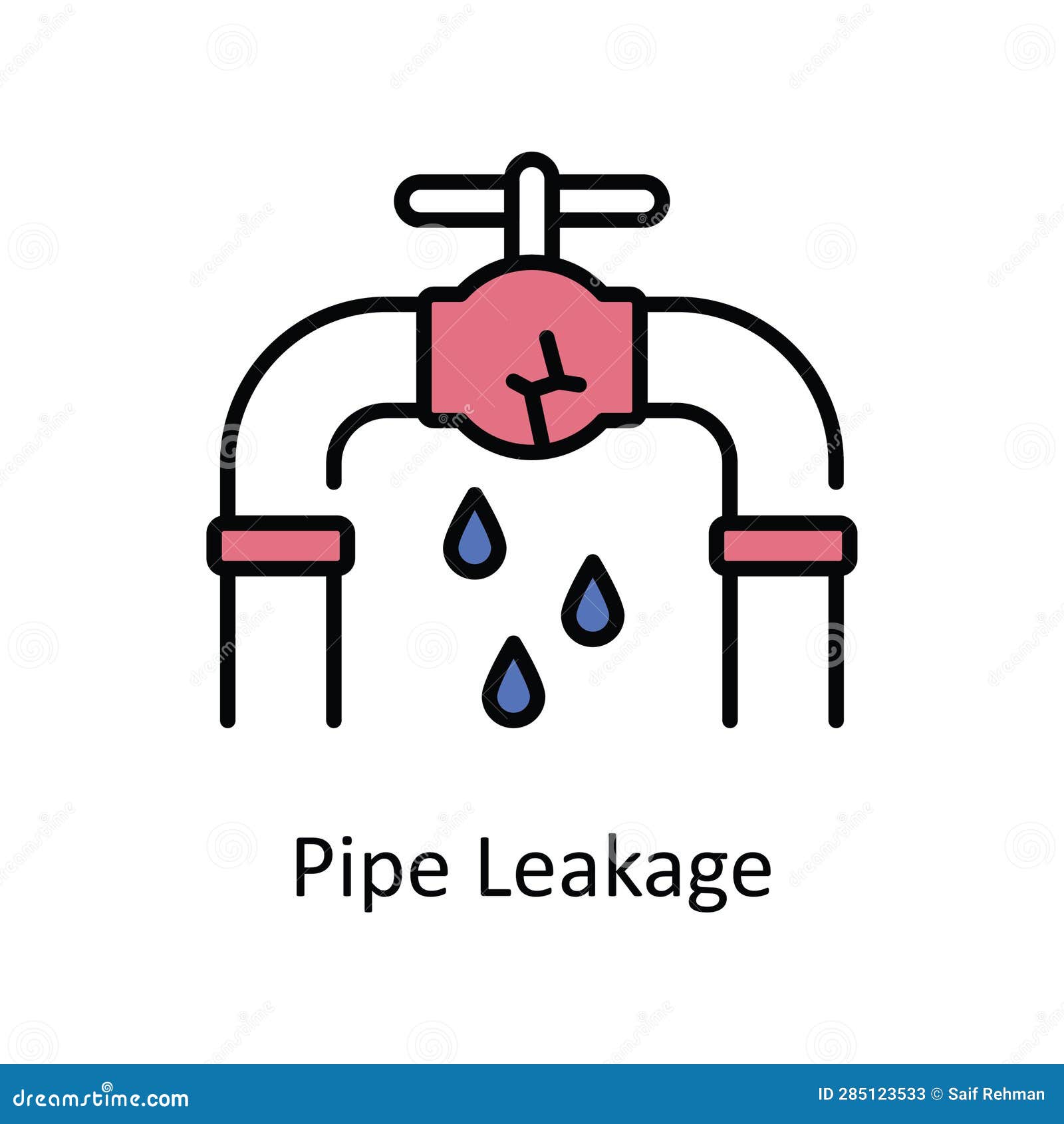 Pipe Leakage Vector Fill Outline Icon Design Illustration. Home Repair ...