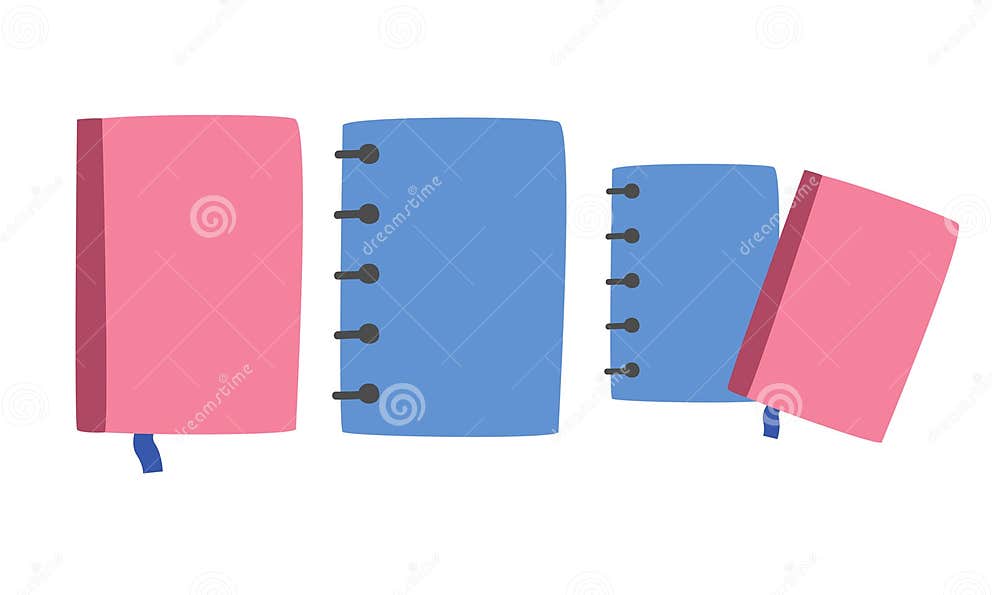 School Notebooks Flat Vector Illustration Cartoon Style Clipart, Hand ...