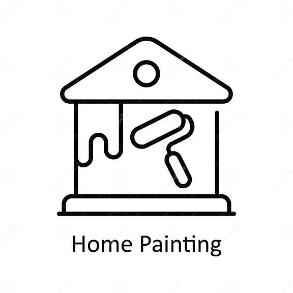 Home Painting Vector Outline Icon Design Illustration. Home Repair and ...