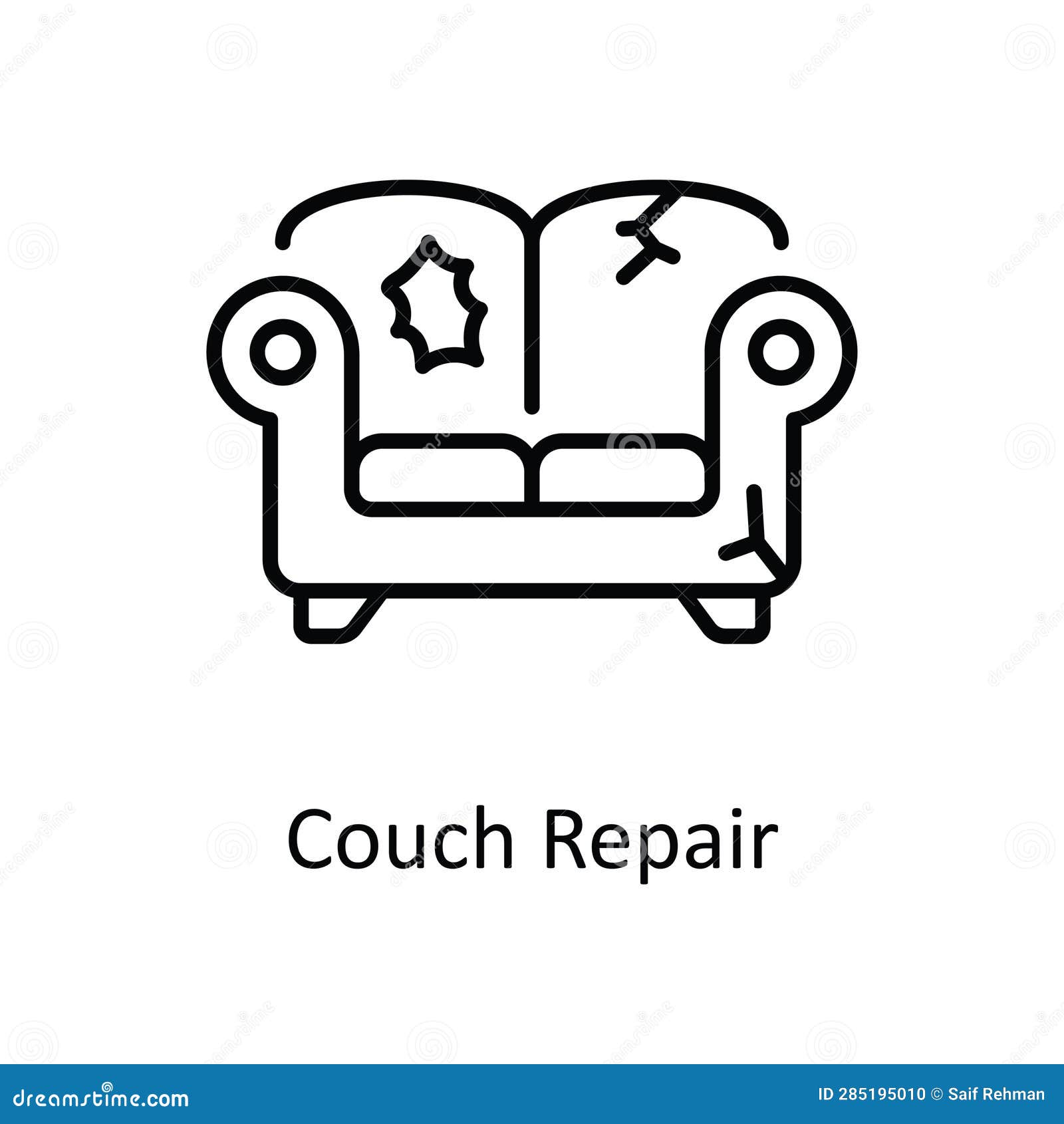 Couch Repair Vector Outline Icon Design Illustration. Home Repair and ...
