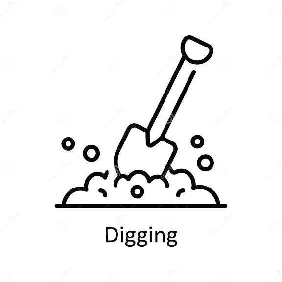 Digging Vector Outline Icon Design Illustration. Home Repair and ...