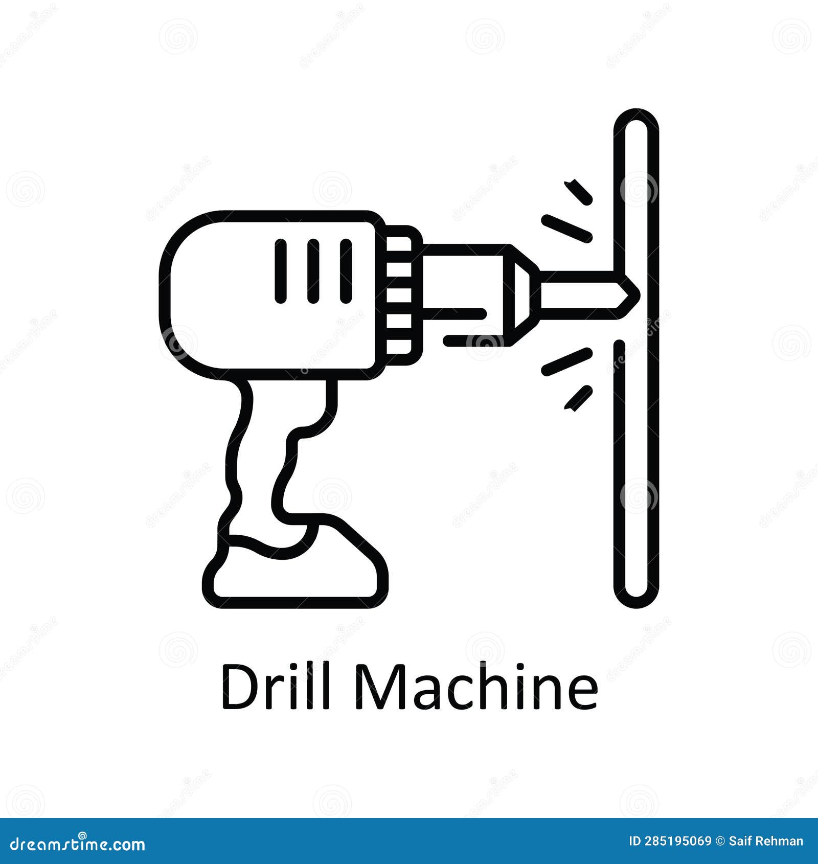 Drill Machine Vector Outline Icon Design Illustration. Home Repair and ...