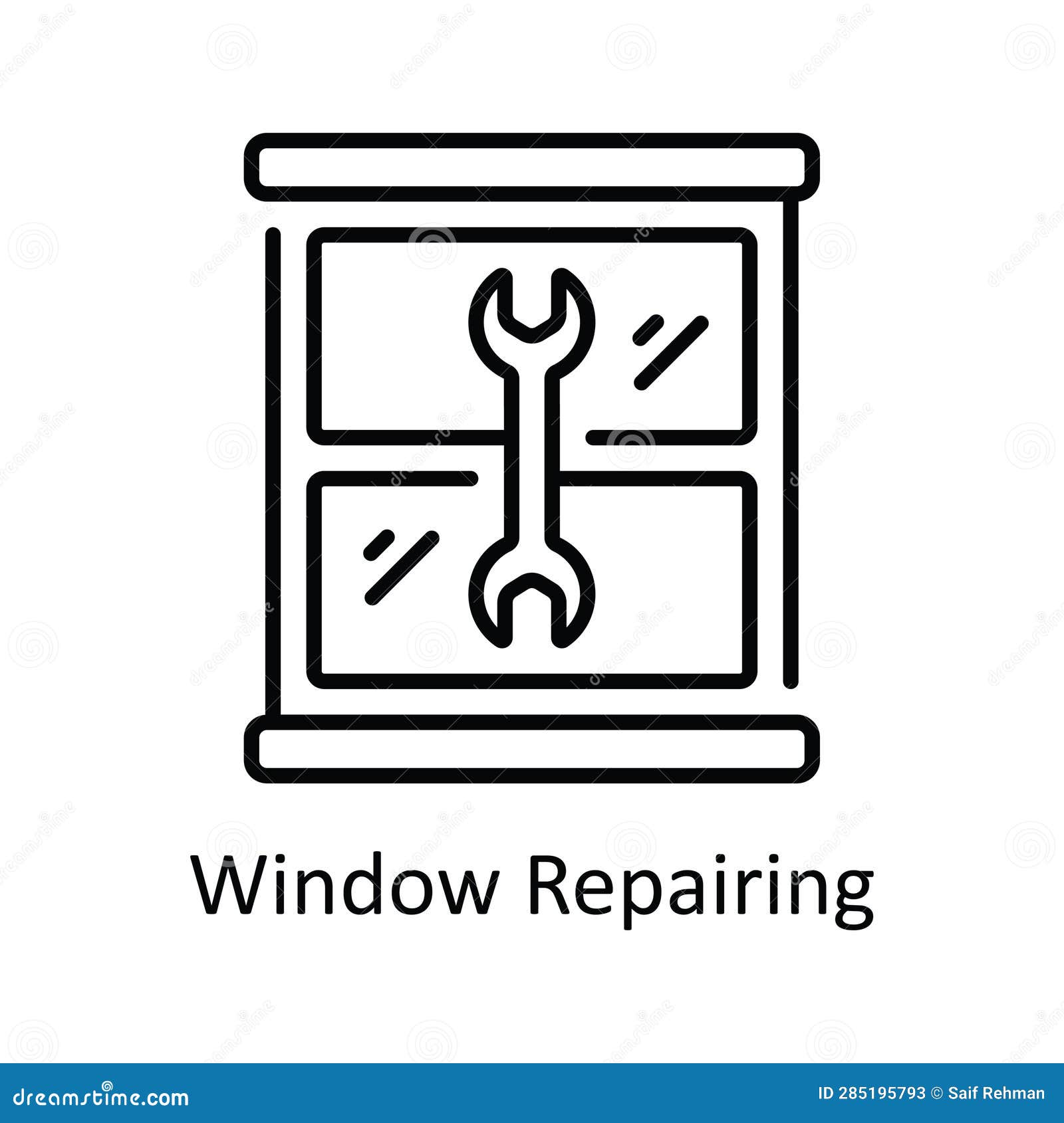 Window Repairing Vector Outline Icon Design Illustration. Home Repair ...
