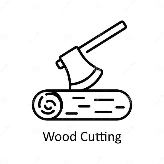 Wood Cutting Vector Outline Icon Design Illustration. Home Repair and ...