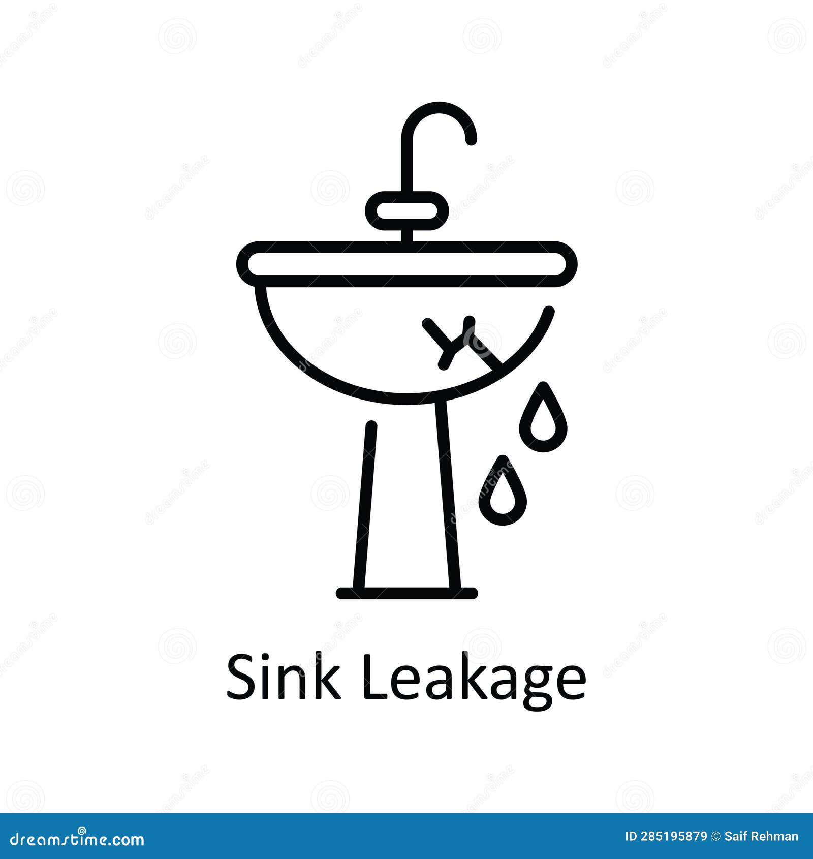 Sink Leakage Vector Outline Icon Design Illustration. Home Repair and ...