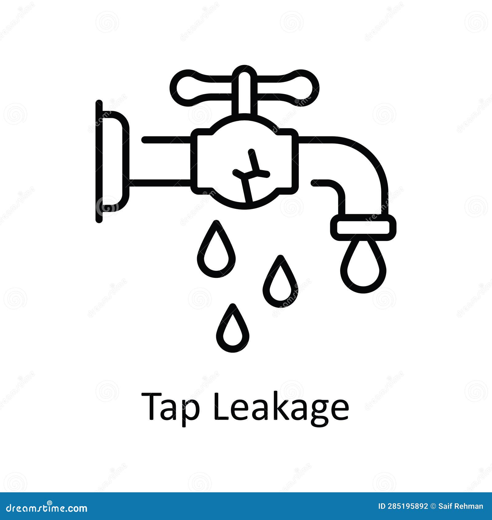 Tap Leakage Vector Outline Icon Design Illustration. Home Repair and ...