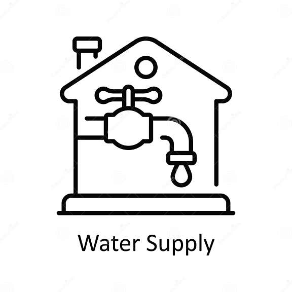 Water Supply Vector Outline Icon Design Illustration. Home Repair and ...