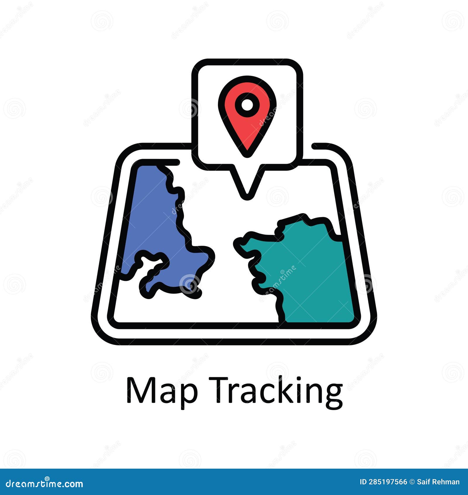Map Tracking Vector Fill Outline Icon Design Illustration. Map and ...