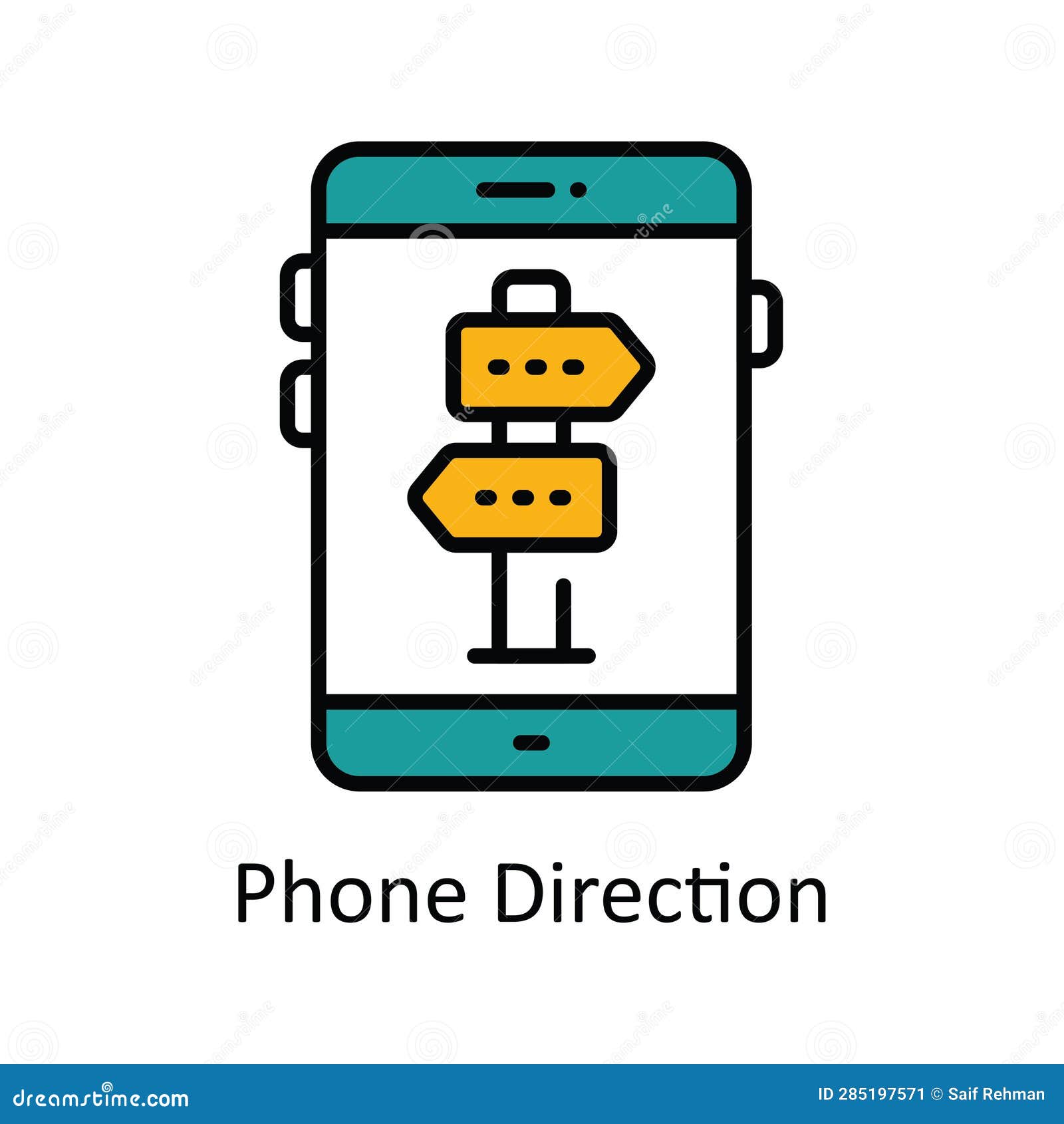 Phone Direction Vector Fill Outline Icon Design Illustration. Map and ...