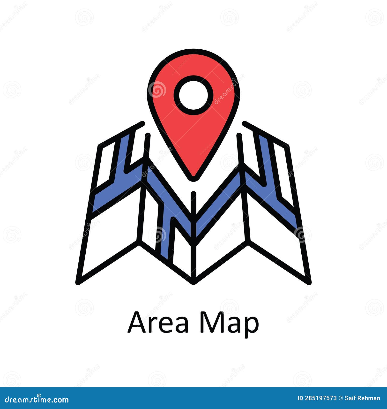 Area Map Vector Fill Outline Icon Design Illustration. Map and ...