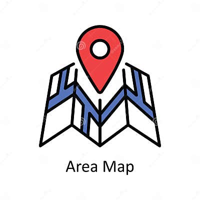 Area Map Vector Fill Outline Icon Design Illustration. Map and ...
